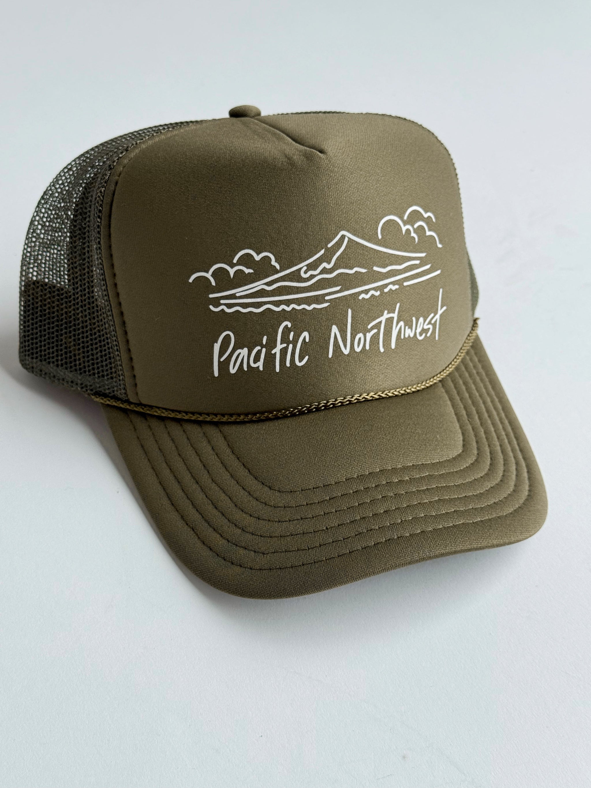 PNW Mountain Trucker Hat - OLIVE